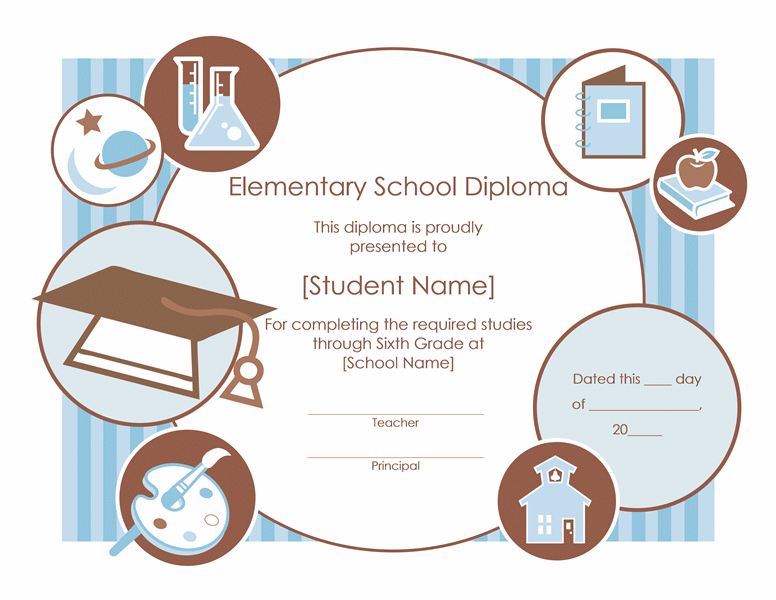 Elementary School Diploma Certificate Template Free Certificate 
